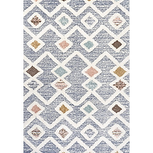 JONATHAN Y SNT104A-5 Monique Trellis High-Low Indoor Area -Rug, Modern, Contemporary, Bohemian Easy -Cleaning,Bedroom,Kitchen,Living Room,Non Shedding, Multi/Gray, 5 X 8