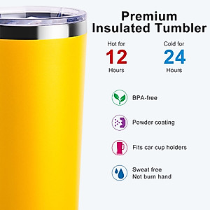 koodee Coffee Mug with Handle- 24 oz Insulated Coffee Travel Mug With Handle-Stainless Steel Vacuum Camping Mug Coffee Tumbler（Wine Red）