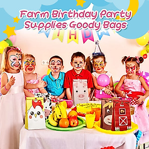 Dianelhall 30 Pack Goodie Bags for Birthday Party Supplies Animal Party Favor Bags Treat Bags Candy Barnyard Gift Bags for Animal Theme Birthday Party, 6 Designs(Farm)