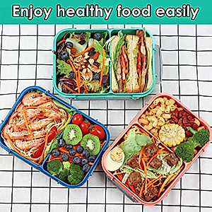Cerlaza Bento Lunch Box Containers for Adults, Leak Proof Meal Prep Containers with 2 Compartments Dividers and Spoon, BPA-Free and Food-Safe Materials - Pink