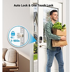 Veise Wifi Smart Lock with 2 Handles, Keyless Entry Door Lock Deadbolt with Handle Set, Smart Locks for Front Door with App Control, Electronic Digital Lock, Auto Lock, Easy Installation, Satin Nickel