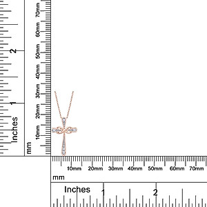 THE JEWEL ZONE Round Cut White Natural Diamond Accent Infinity Cross Pendant Necklace Jewelry For Women In 14k Rose Gold Over Sterling Silver (Color- I-J, Clarity- I2-I3)