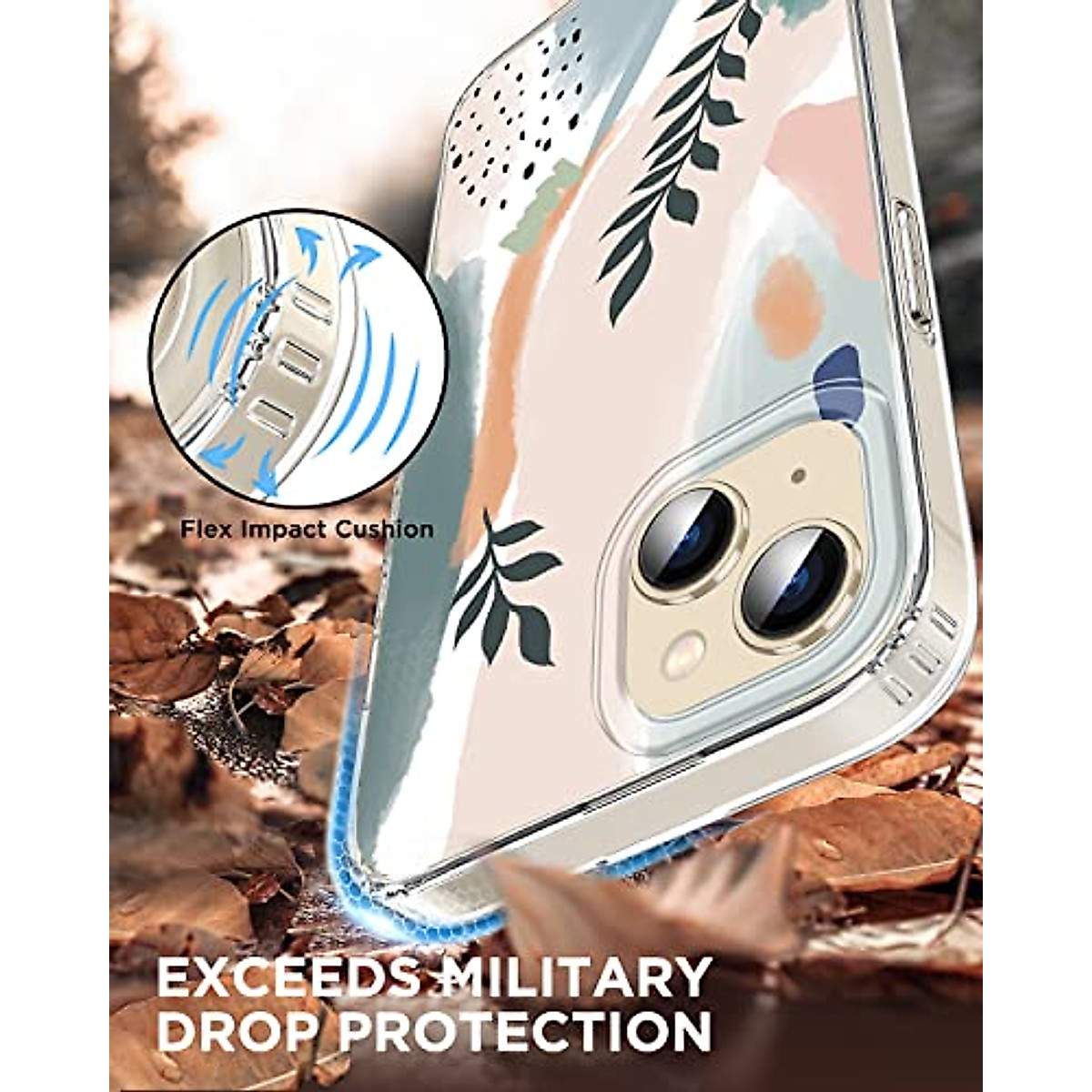 Noyabox iPhone 14 Case for Women, [with Screen Protector] iPhone 13 Case for Women Slim Fit Boho Floral Design, Never Fade Pattern, Shockproof & Non-Fading, 6.1 Inch