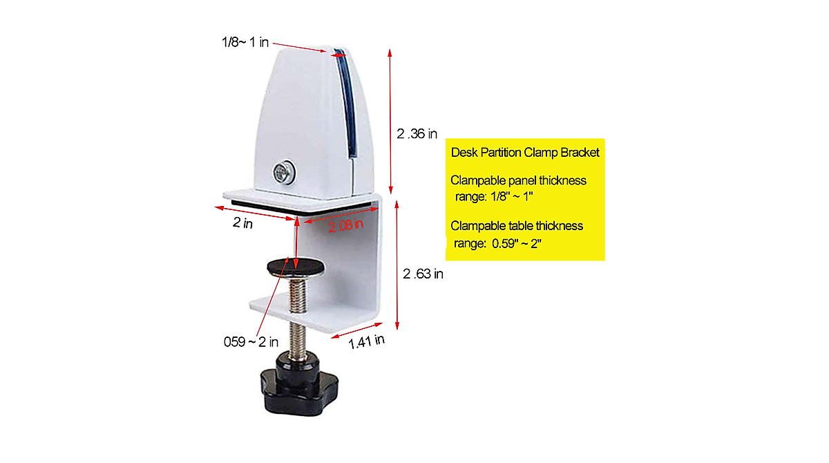 Adjustable Sneeze Guard Clamp - Desk Divider 2 Pack
