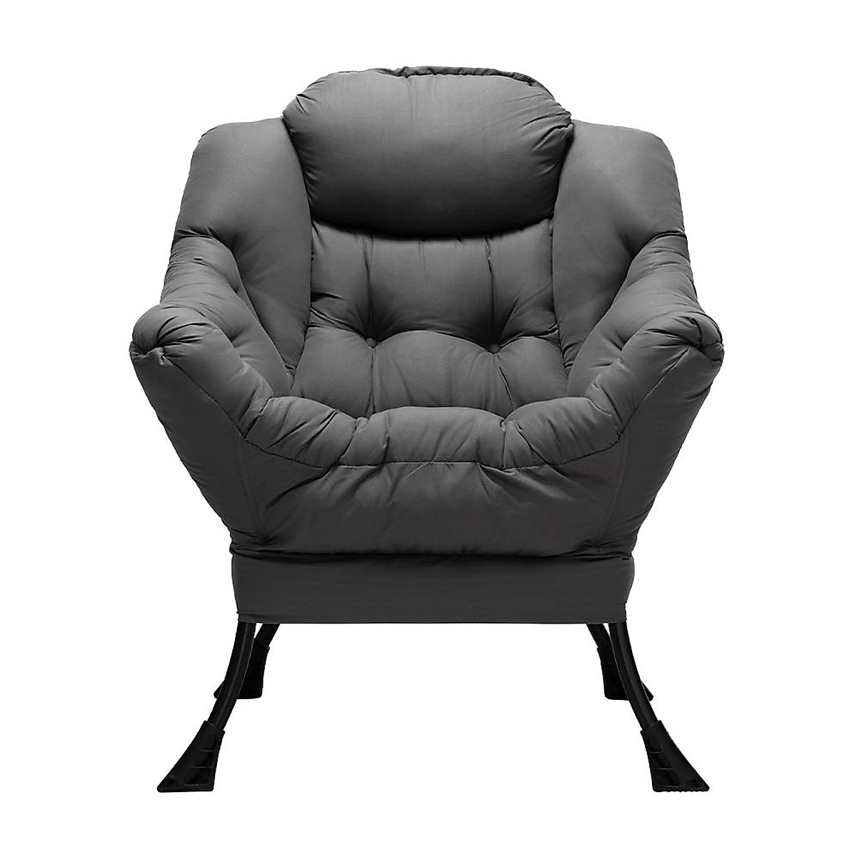 HollyHOME Fabric Large Lazy Chair, Accent Reading Chair, Cozy Lounge Chair with Armrest, Leisure Sofa Chair for Living Room, Bedroom, Dorm, Dark Grey