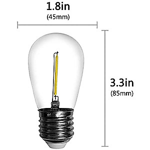 S14 LED Bulb String Light Bulbs Equivalent 7 Watt Daylight White 6000K 0.65W E26 LED Edison Replacement Light Bulbs for Indoor Outdoor String Lights, Clear Plastic, 120V(25-Pack)