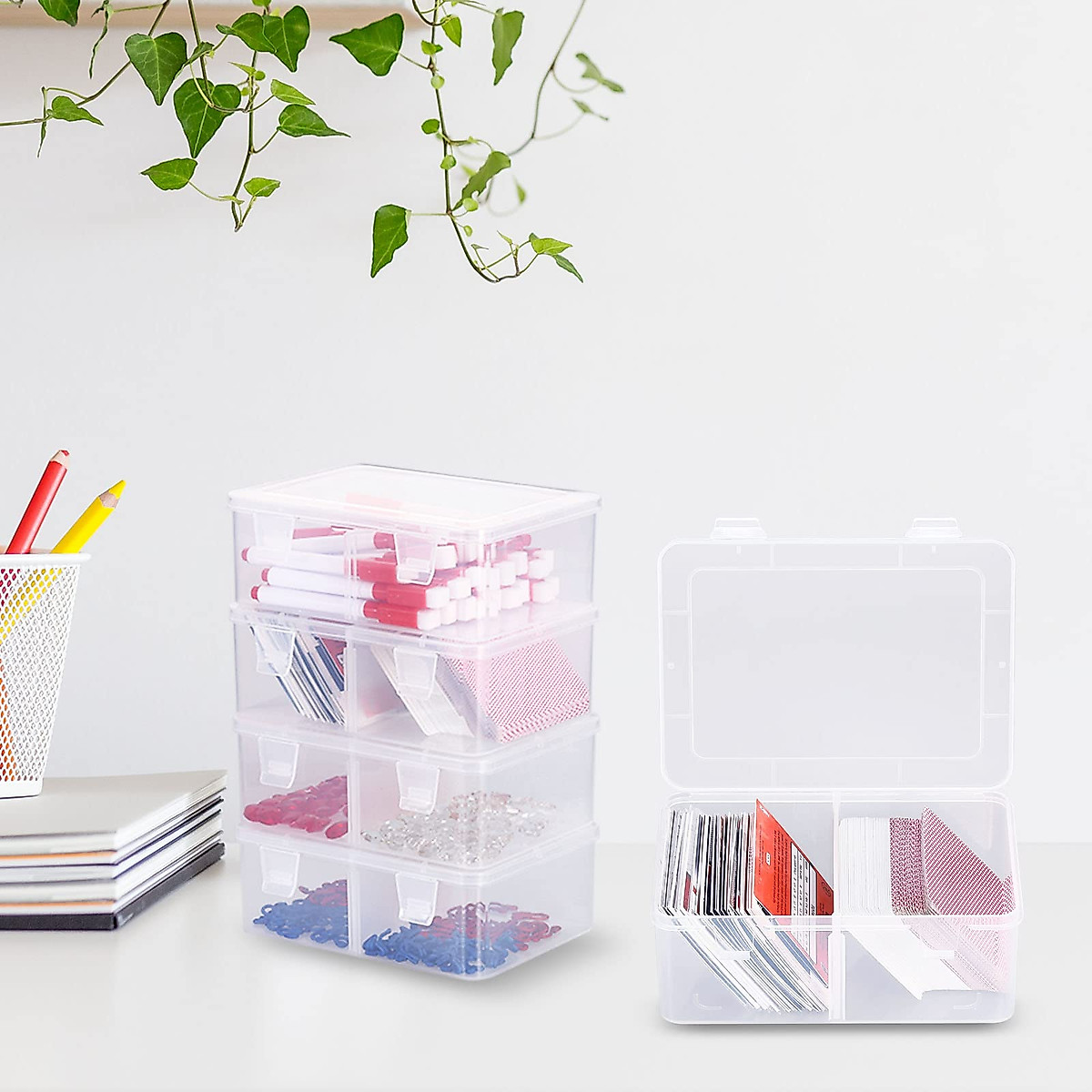 PATIKIL 1200+ Baseball Card Storage Box, 4 Pack Clear Sports Cards Holder Organizer, Plastic Display Case Container for Baseball Basketball Football