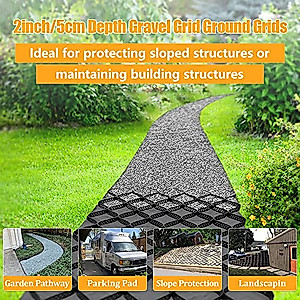 YUEWO Geo Grid Ground Grid 2 Inch (9x17FT) 155 sq ft Geocells Cellular Confinement System Geo Cell Grid Paver for Gravel Stabilizer for Light Duty Traffic Areas Foot Traffic with 30pcs Buckles