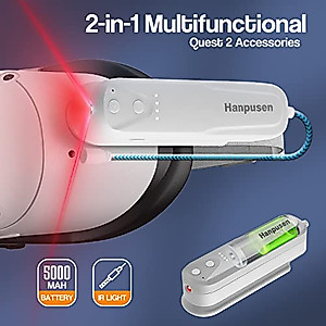 Hanpusen Battery Pack with Ir Light for Oculus Quest 2, Ir Illuminator Infrared Light with 5000mAh Charger for Quest 2 Accessories, Enhance Tracking in Dark Extended 2-4 Hours Play Time