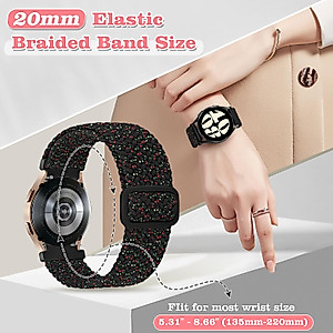 VNDAPT 20mm Elastic Braided Band Compatible with Samsung Galaxy Watch 6/5/4 40mm 44mm,Galaxy Watch 6 Classic/Watch 4 Classic, Adjustable Stretchy Sport Strap for Galaxy Active 2 40mm 44mm/Watch 3 41mm