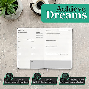 One Day - Daily Execution Planner - Boundless Black - Undated 90 Day Journal With Positive Quotes - Daily Time Management Notebook - Project Management Organizer With Faux Leather Cover