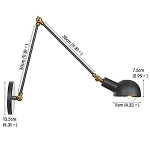 Wall Sconces , Adjustable Long Swing-Arm Wall Sconces Lighting Industrial Antique Metal Wall-Mounted Working Lamp Bedroom Living Room Reading Wall Lantern Fixture Bedside Reading Lamp ( Color : 30+30c