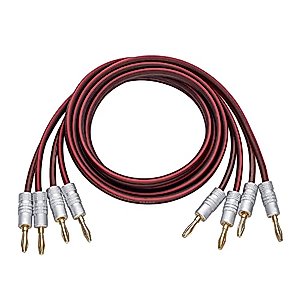 JORZOR Audiophile Grade Speaker Cable with Gold Plated Banana Plugs,Oxygen-Free Copper (OFC) 13AWG, (6.6 Feet 2 M), Pair……, 2M(6.6FT)