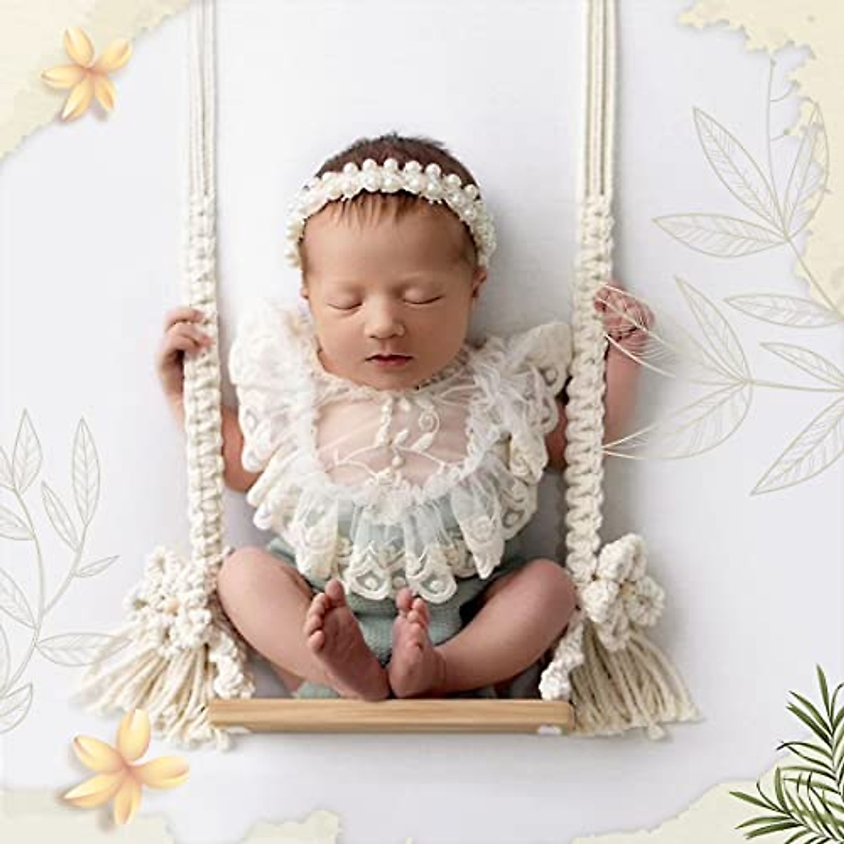 M&G House Newborn Photography Props Swing Prop Wooden Swing Seats Baby Photo Props Wooden Prop Swing Baby Photoshoot Props Newborn Photography Accessory(Wood Color, 4 Wings 6 Red Hearts)