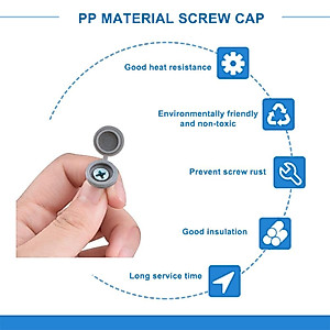 INCREWAY Screw Covers, 100pcs Gray Plastic Screw Cap Hinged Fold Over Caps Rubber Dust Washer Flip Tops with Storage Box (Gray)