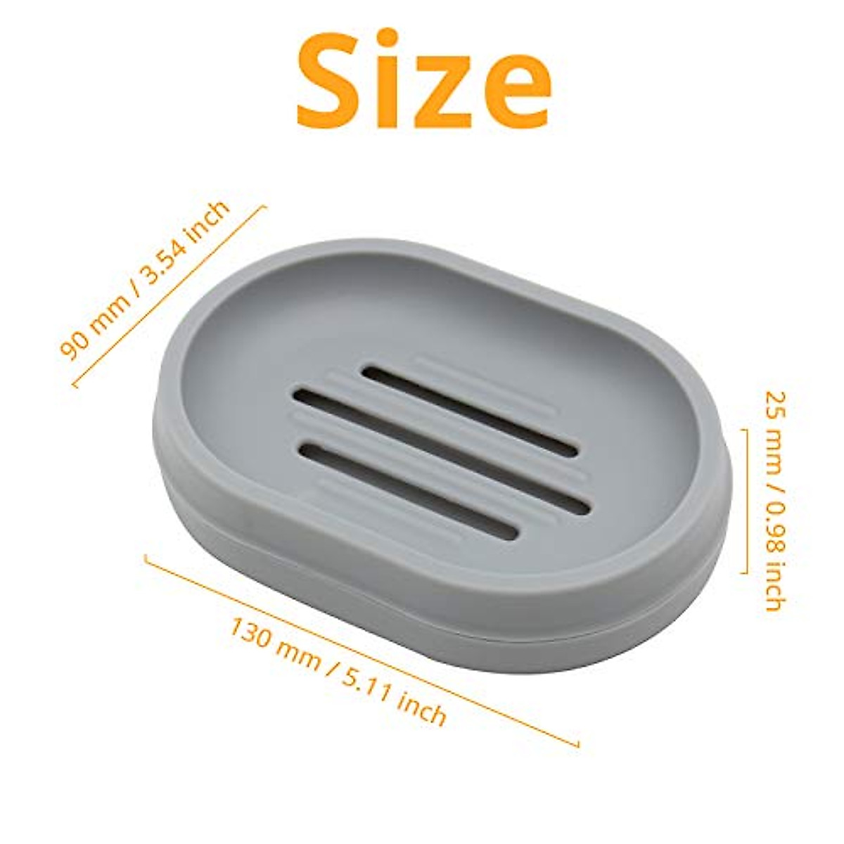 KUFUNG Soap Tray, Plastic Soap Dish, Soap Case Holder for Bathroom Shower Waterfall Drainer Kitchen, Keep Soap Dry & Easy to Clean (Grey, Plastic-Oval Shape)
