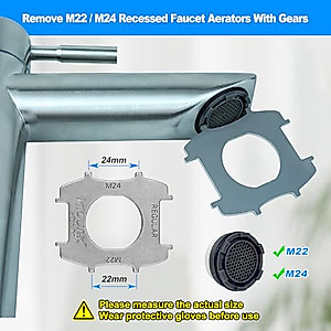 304 Stainless Steel Aerator Key, Can remove faucet aerators with stopper, M24 male faucet aerators Removal Tool, and remove M22, M24 recessed faucet aerators with gears.