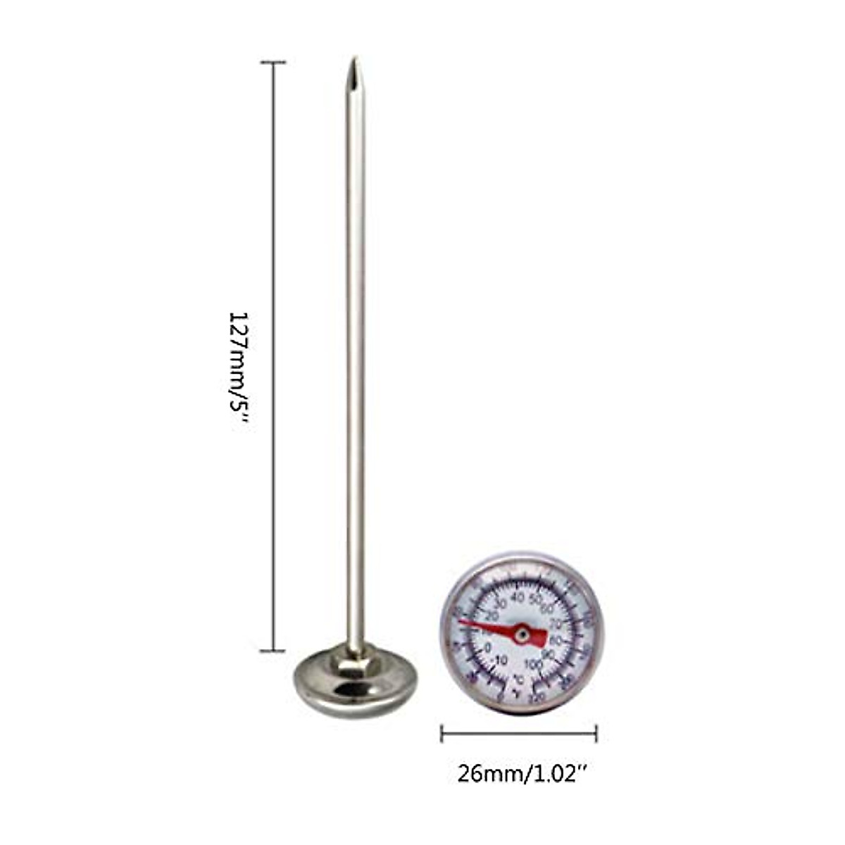 HELYZQ Mechanical Meat Milk Thermometer Kitchen Stainless Steel Probe Food Thermometer