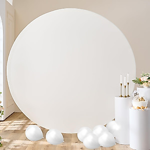 7.2FT Ivory Round Backdrop Covers Circle Background Covers for Birthday Party Baby Shower Wedding Photography Circle Arch Cover, Suitable for 7ft/7.2ft Circle Stand