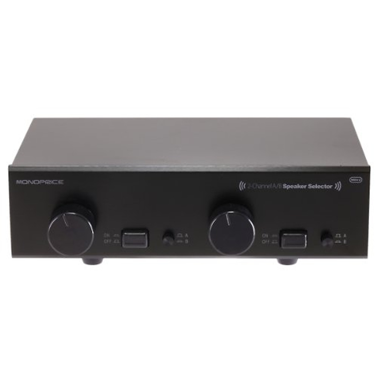 Monoprice 108231 2-Channel A/B Speaker Selector - Black with Volume Control, Built in Independent Volume Controls, Accepts Wire Gauges Up to 14AWG