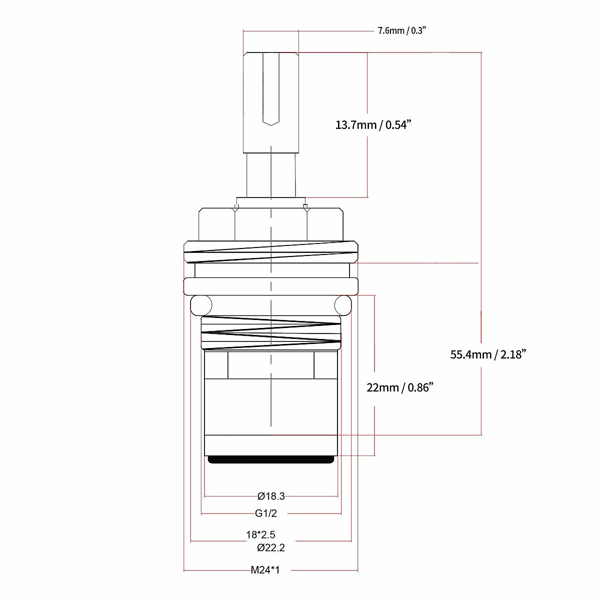 Faucet Cartridges for Hansgrohe Replacement Parts, Compatible with Grohe Shower Cartridge Kitchen Faucet Parts, Hot Cartridge Widespread Faucet Valve 1-Inch Spare Part in 94009000