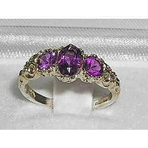 LetsBuyGold 925 Sterling Silver Real Genuine Amethyst Womens Anniversary Ring - Size 8