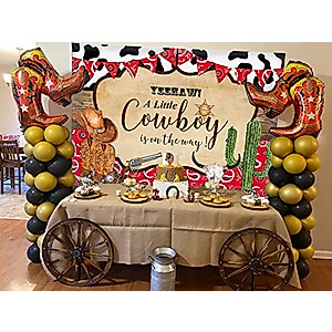 Avezano Little Cowboy Baby Shower Backdrop for Boy Yee Haw Western Cowboy Baby Shower Background Wild West Baby Shower Party Banner Decorations(7x5ft)