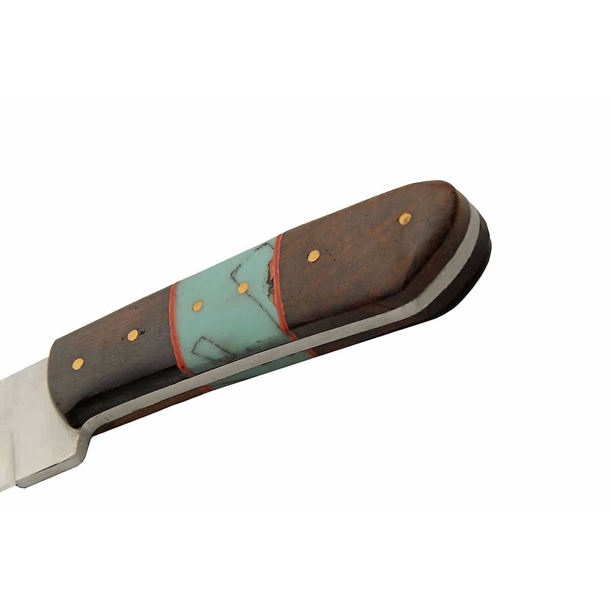 SZCO Supplies 8" Turquoise Resin/Wood Handled Outdoor Hunting Knife With Leather Sheath