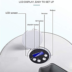 ZZK Pet Intelligent Automatic Feeder Partially Controlled Digital Timer Detachable Dog Cat Non-Slip 6 Dinner Plate with Recorder Dry and Wet Food