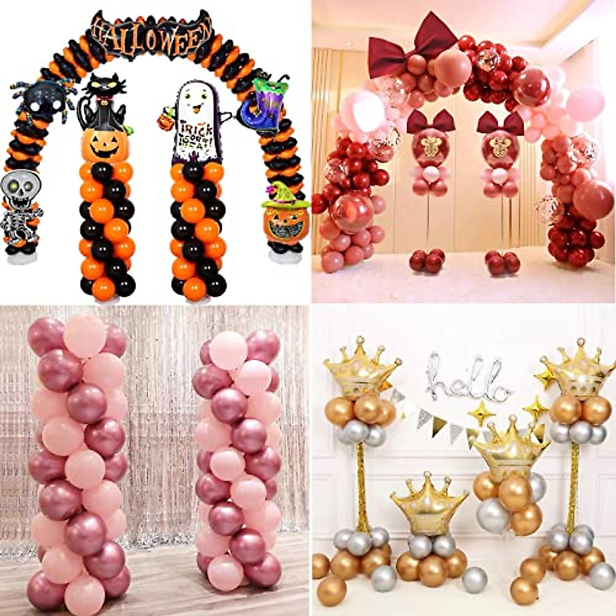 5FT Balloon Column Stand Kit Set of 2 Balloon Stands Arch Kit With Base 2 Table Balloon Stand Balloon Clips Knotter for Wedding Baby Shower Birthday Bachelorette Party Supplies