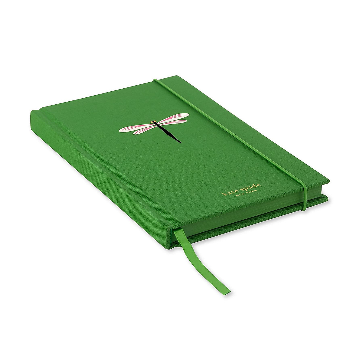 Kate Spade New York Take Note Large Notebook Journal, Green Cloth Hardcover Journal, Diary Includes 168 Lined Pages, Dragonfly Flight