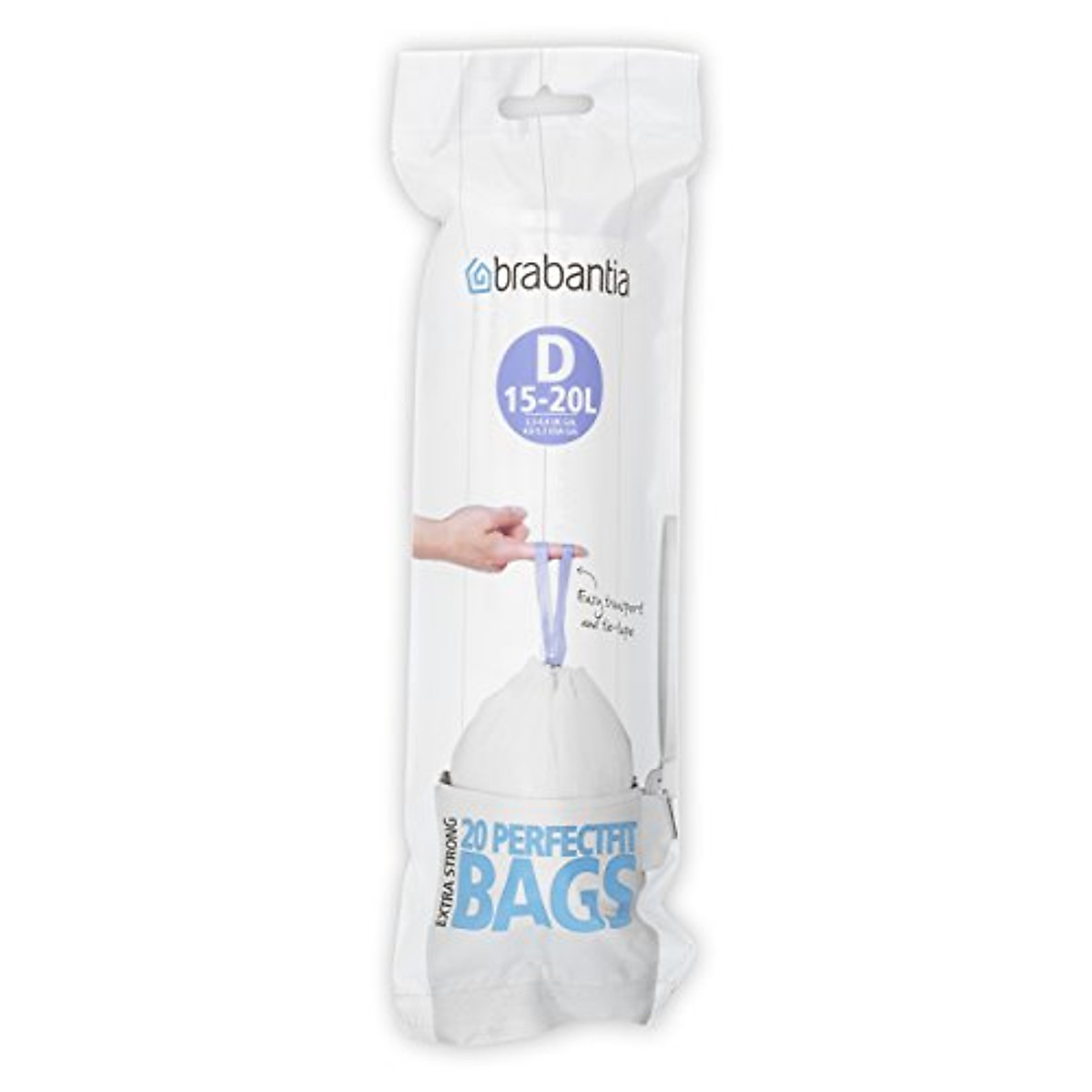 Brabantia Bin Liners, 15-20 L-Size D, 20 Bags, Litre, White