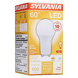 SYLVANIA A19 LED Light Bulb, 8.5W, 60W Equivalent, 10 Year, Non-Dimmable, 800 Lumens, 2700K, Soft White - 1 Pack (78106)
