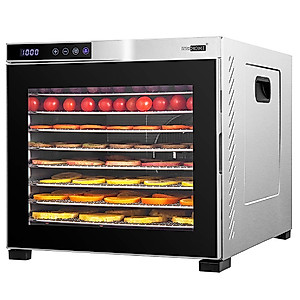 VIVOHOME Stainless Steel Electric 1000W 10 Trays Commercial Food Dehydrator Machine with Digital Timer and Temperature Control for Fruit Vegetable Meat Beef Jerky Maker