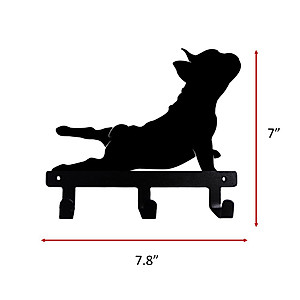 French Bulldog Shaped Black Coated Metal Key Hook Bathroom Clothes Towel Hook Wall Mounted Kitchen Heavy Duty Door Hanger (Yoga Frenchie)