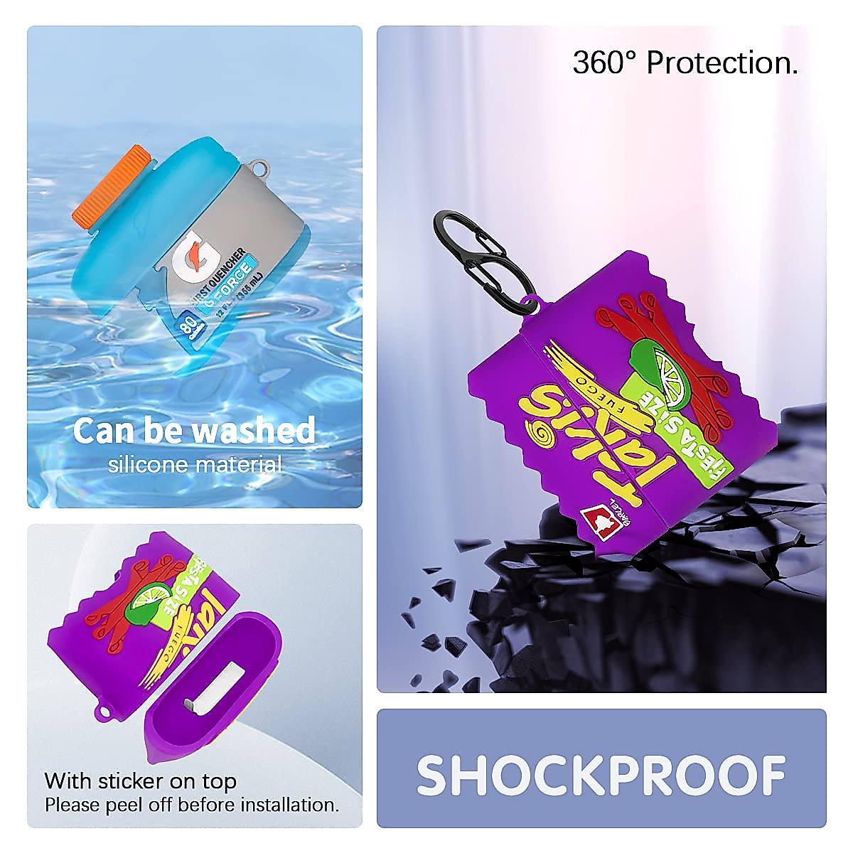 [2Pack] Cute Case for Beats Studio Buds 2021 / Beats Studio Buds Plus Case 2023, Funny 3D Cartoon Food Silicone Skin Cover for Beats Studio Buds Girl Boys Teens (Purple Potato Chips + Sport Water)