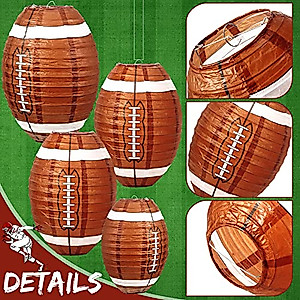 22 Pcs Football Paper Lanterns Football Hanging Decoration Paper Football Party Decor 12 Inch, 10 Inch, 8 Inch Decorative Sports Ball Lantern for Birthday Baby Shower Party Supplies