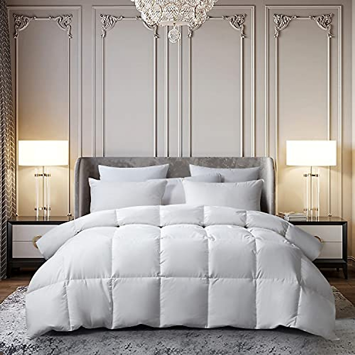 Beautyrest All Season White Down and Feather Comforter-Medium Weight with Corner Tabs – King Size