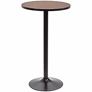 HOMCOM 42" H Bar Height Round Bar Table, Rustic Industrial Pub Table, Elm Wood Top Bistro Table with Metal Base