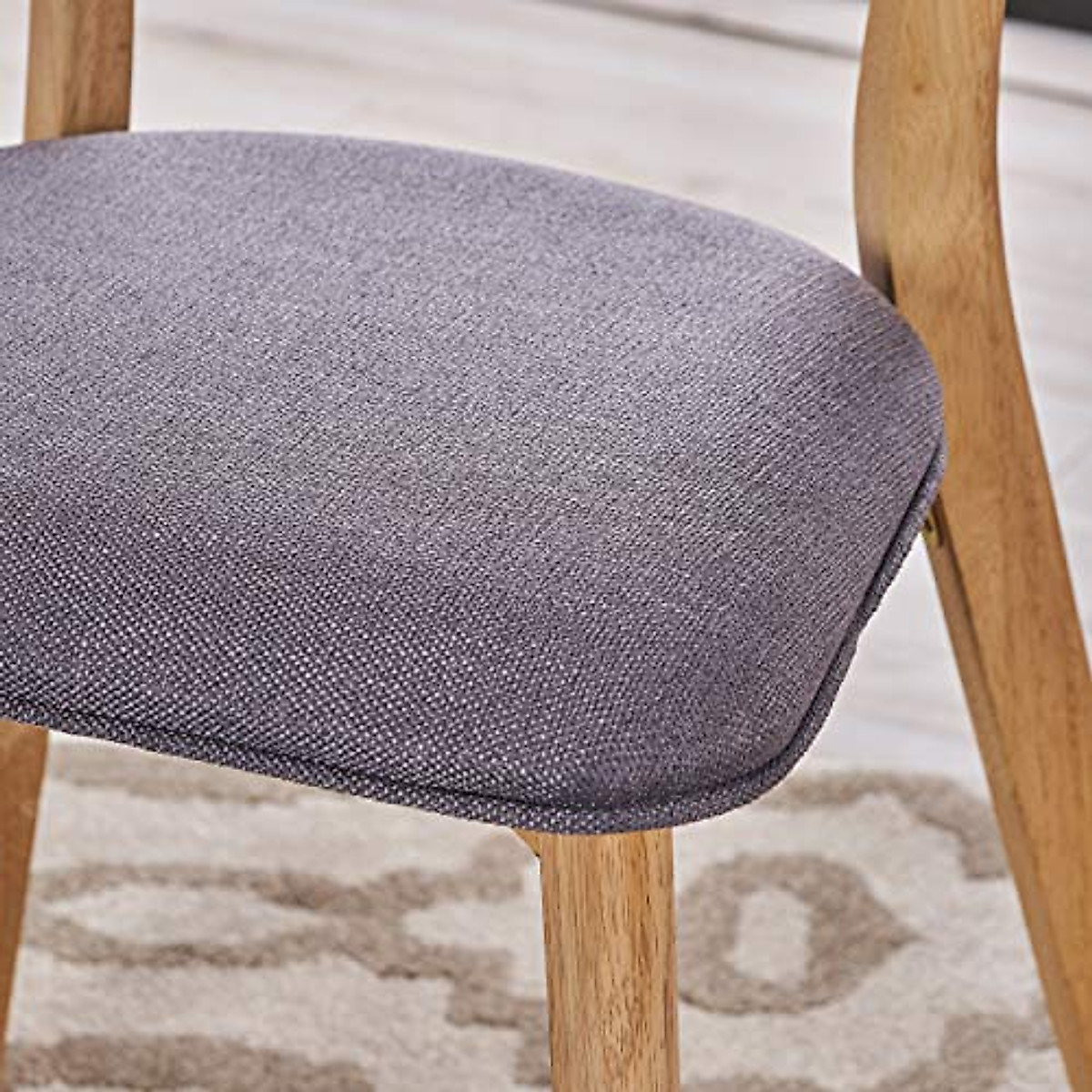 GDFStudio Caleb Mid Century Fabric Dining Chairs with Natural Oak Finish(Set of 2) (Dark Grey)