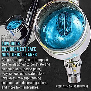 Master Airbrush Cleaner, 16-Ounce Pint Bottle - Fast Acting Cleaning Solution, Quickly Remove Water-Based Acrylic Paint, Watercolor, Makeup - Clean Clogged Airbrushes, Brushes, Artist Tools