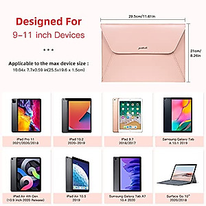 11 Inch Tablet Sleeve Case for 10.9 New iPad Air 4, iPad Pro 11, 10.5 iPad Air/Pro, 10.2 iPad, Microsoft Surface Go 2/1, Samsung Galaxy Tablet,PVC Leather Pouch Bag with Pen Holder-Pink