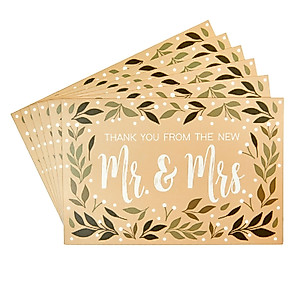 Paper Junkie 48 Pack From the New Mr and Mrs Wedding Thank You Cards with Envelopes Included (4x6 in)