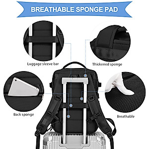 coowoz Travel Backpack For Women Men Airline Approved,Black Carry On Backpack,Large Hiking Waterproof Outdoor Sports Rucksack Casual Daypack Fit 15.6 Inch Laptop Backpack for College