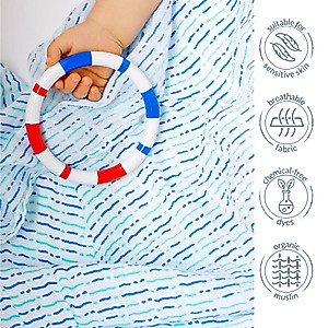 Malabar Baby Organic Swaddle Blanket Set, Luxurious Cotton Muslin Blankets for Girls Boys, Baby Receiving Swaddles for Newborns Infants, 2 Pack Shades of Blue