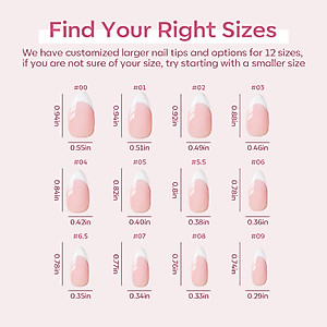 Modelones French Press on Nails, Short Almond Nails, Reusable Nail Kit with Nail Glue Adhesive Tabs Mini Nail File, 24 Fake Nails 12 Sizes, Glue on Nails DIY Home Salon Valentine's Gift for Women Girl