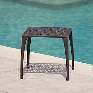 Christopher Knight Home Kai Outdoor 18" Cast Aluminum Side Table, Bronze Finished