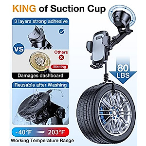 HTU Phone Mount for Car [2023 Upgraded Military-Grade Super Suction] Universal Car Phone Holder Mount for Car Dashboard Windshield Vent Car Mount for iPhone 14 Pro Max Plus Samsung All Phones & Cars