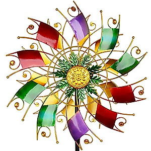 Kinetic Wind Spinners Outdoor Metal Wind Spinner Large Windmills Spinner Wind Sculpture Wind Spinners Ornaments Colorful Wind Catcher with Stable Stake for Outdoor Yard Garden Patio Lawn Decorations