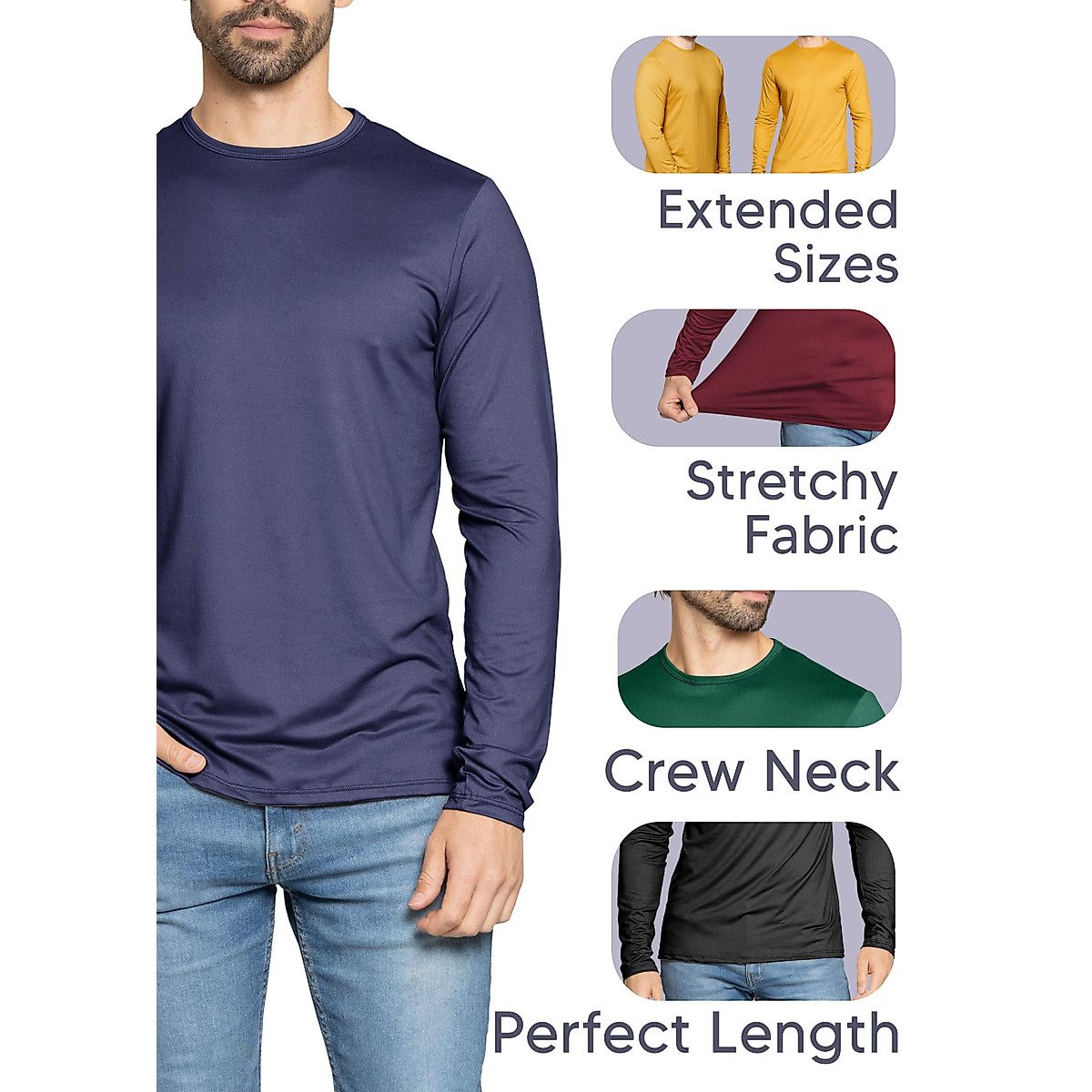 Men's Long Sleeve Crew Neck Top Beige Medium